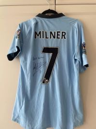 James Milner Signed Manchester City Shirt - Signed Memorabilia 4U